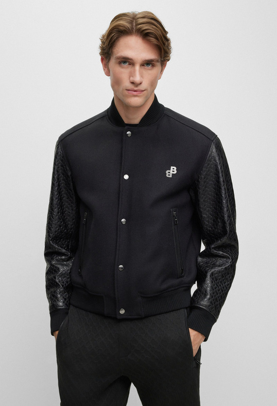 Чоловічий чорний вовняний бомбер BOSS 50499589;001 — Ultrashop