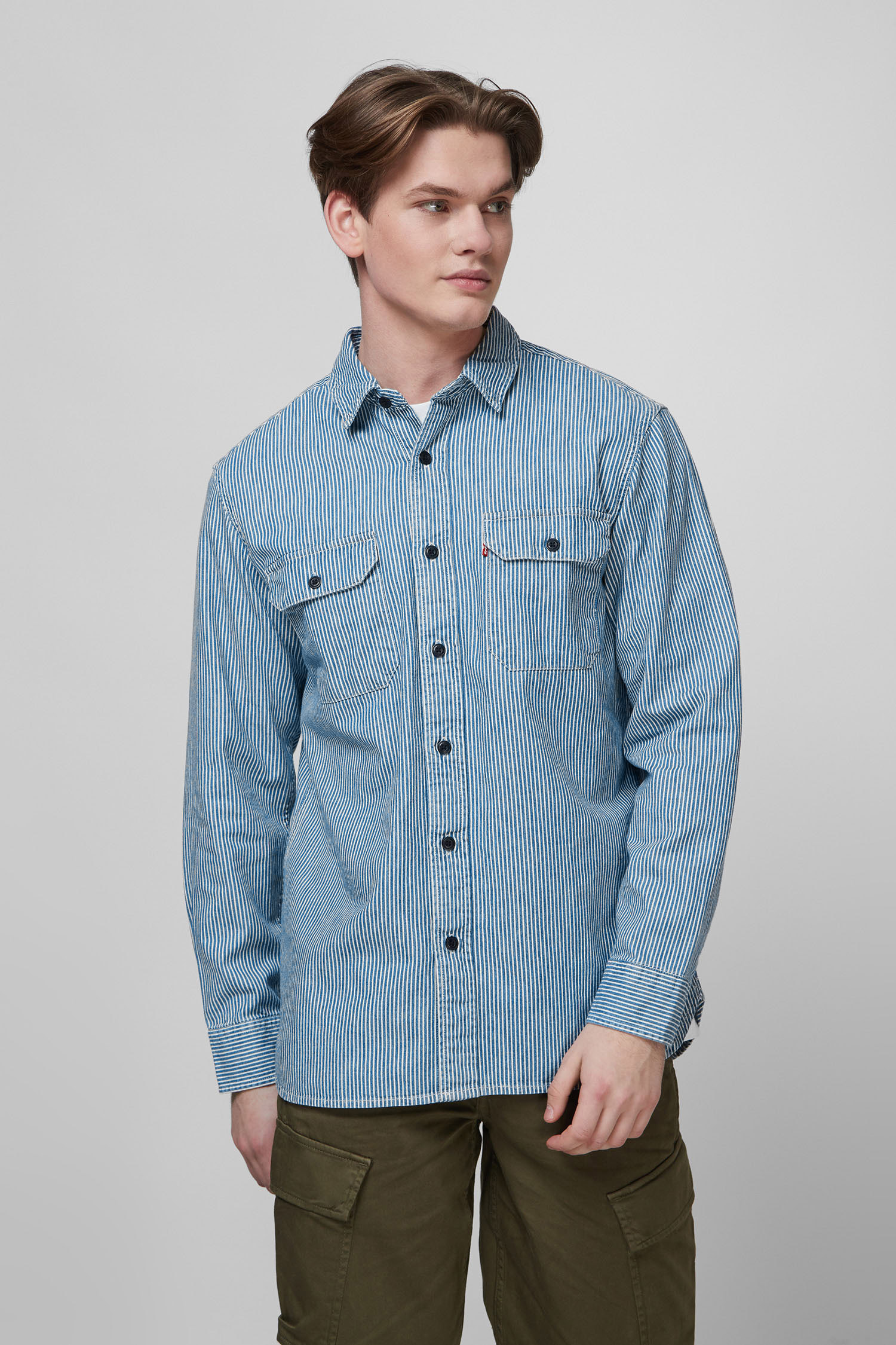 Блакитна сорочка у смужку для хлопців Levi’s® 19587;0154 — Ultrashop