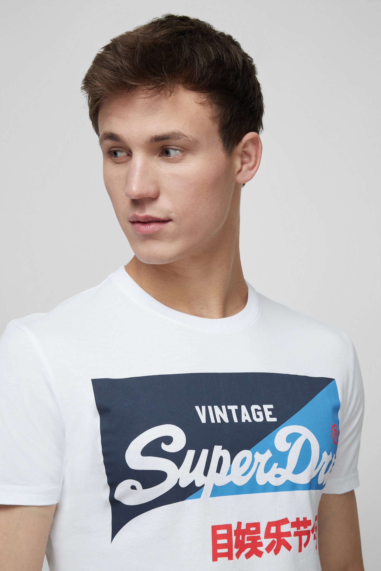 Мужская белая футболка с принтом SuperDry M1010346A;01C — Ultrashop
