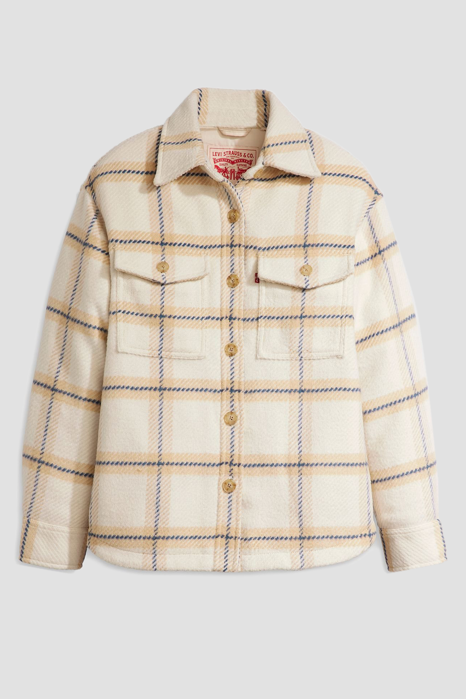 Женская бежевая рубашка-пальто в клетку Levi’s® A7183;0001 — Ultrashop