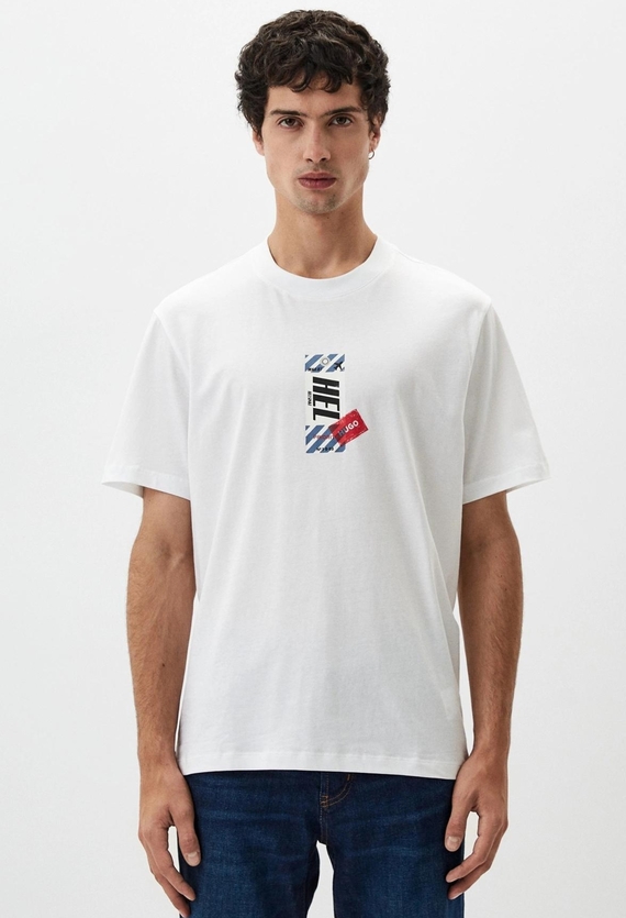 Мужская белая футболка HUGO 50516738;100 — Ultrashop