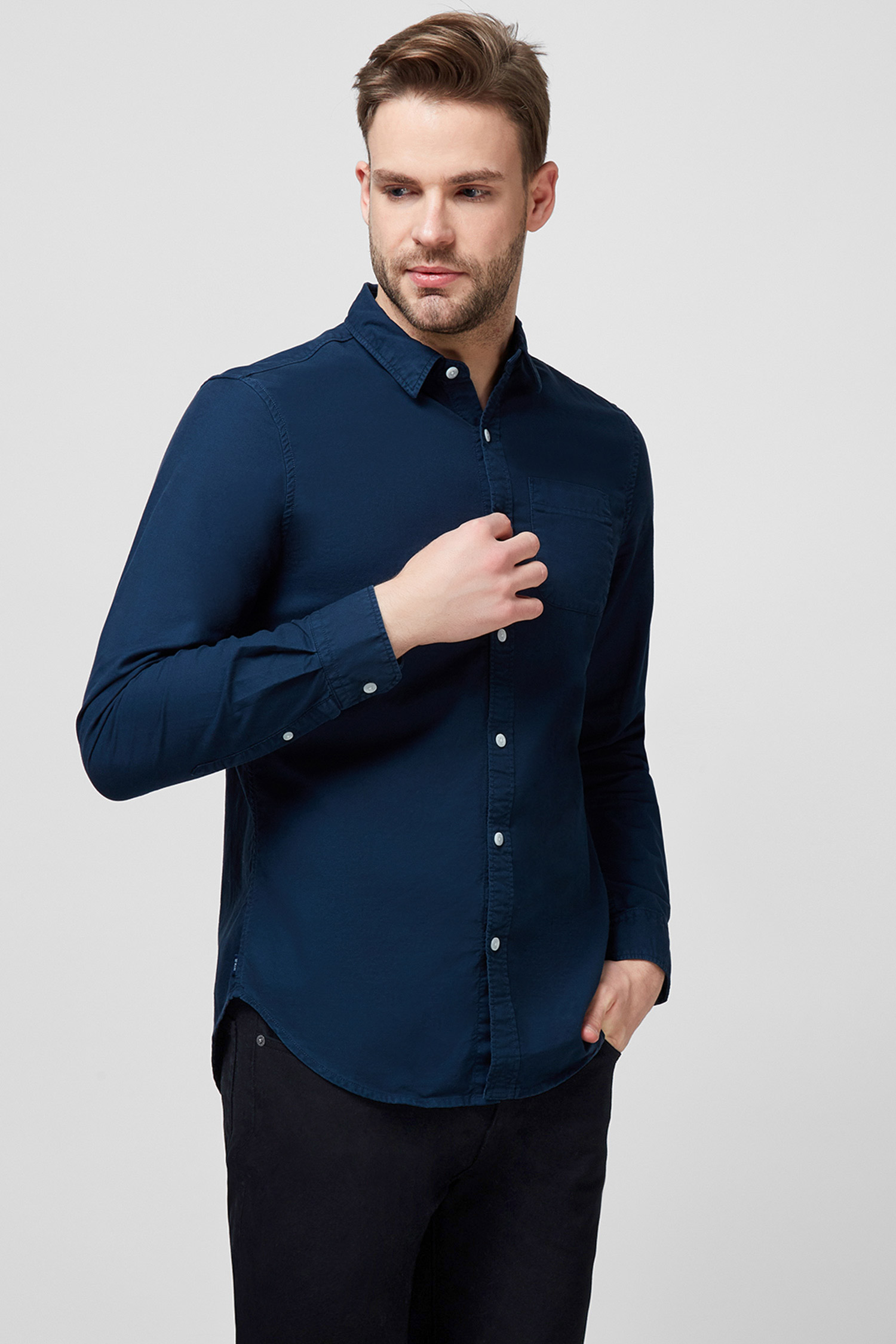 Мужская темно-синяя рубашка SuperDry M4010058A;17G — Ultrashop