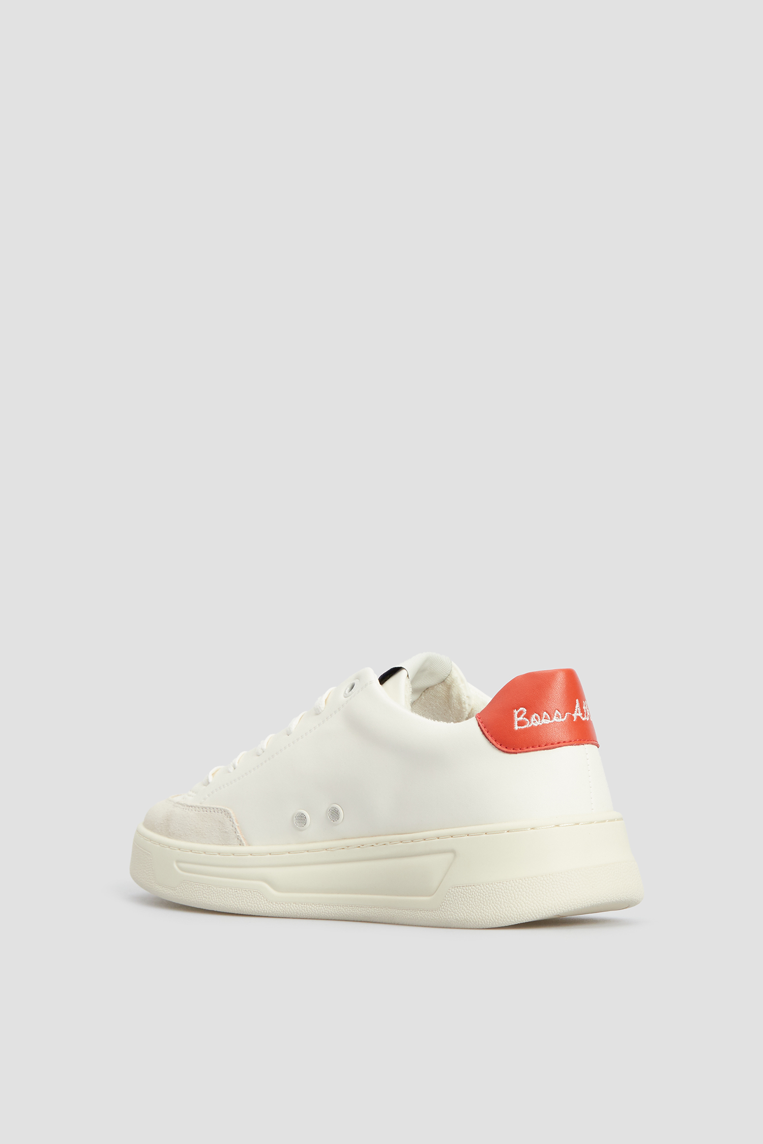 Белые кожаные сникеры для парней BOSS 50464961;118 — Ultrashop