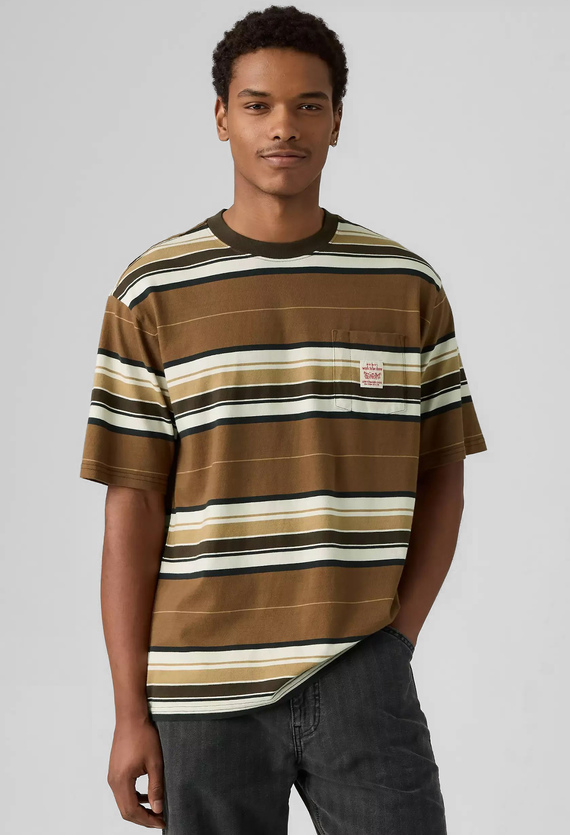 Мужская бежевая футболка в полоску Levi’s® A5850;0019 — Ultrashop