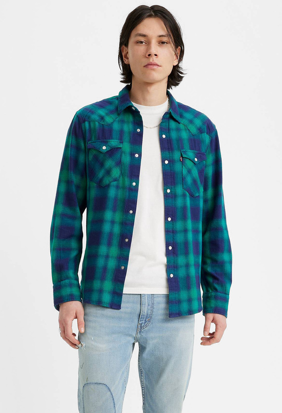 Мужская бирюзовая рубашка в клетку Levi’s® 85745;0122 — Ultrashop