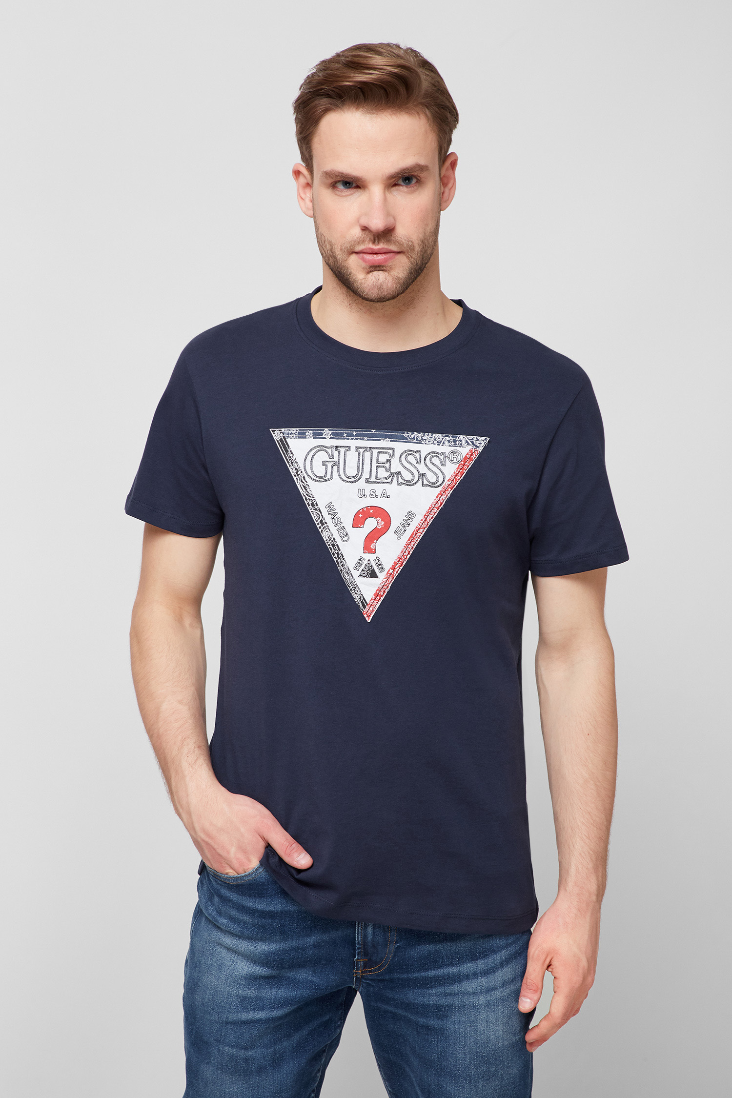 Чоловіча темно-синя футболка Guess M1RI72.K8FQ1;G77G — Ultrashop